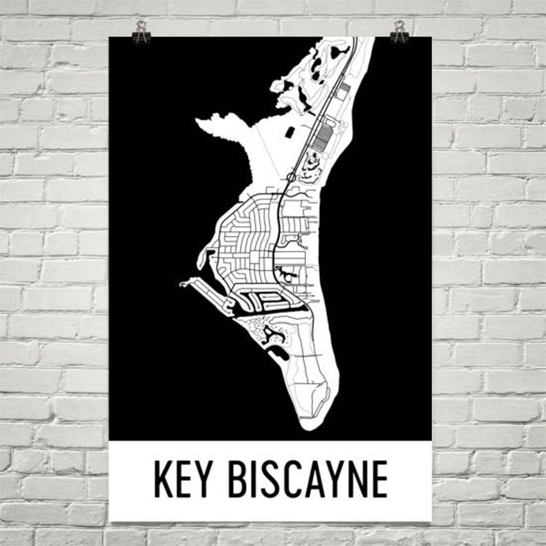 Key Biscayne Map Key Biscayne Art Key Biscayne Print Key | Etsy