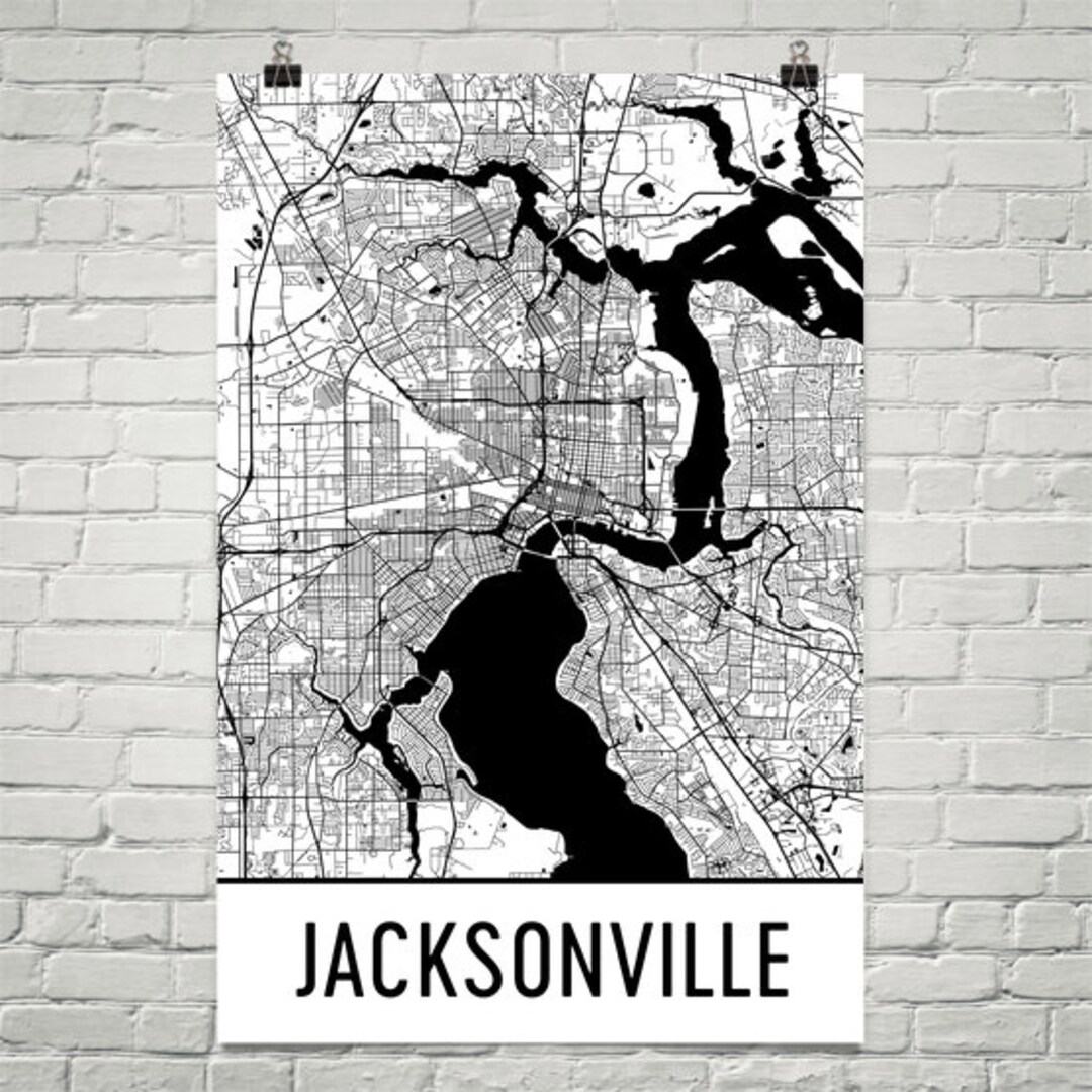 Jacksonville Map, Jacksonville Art, Jacksonville Print, Jacksonville FL ...
