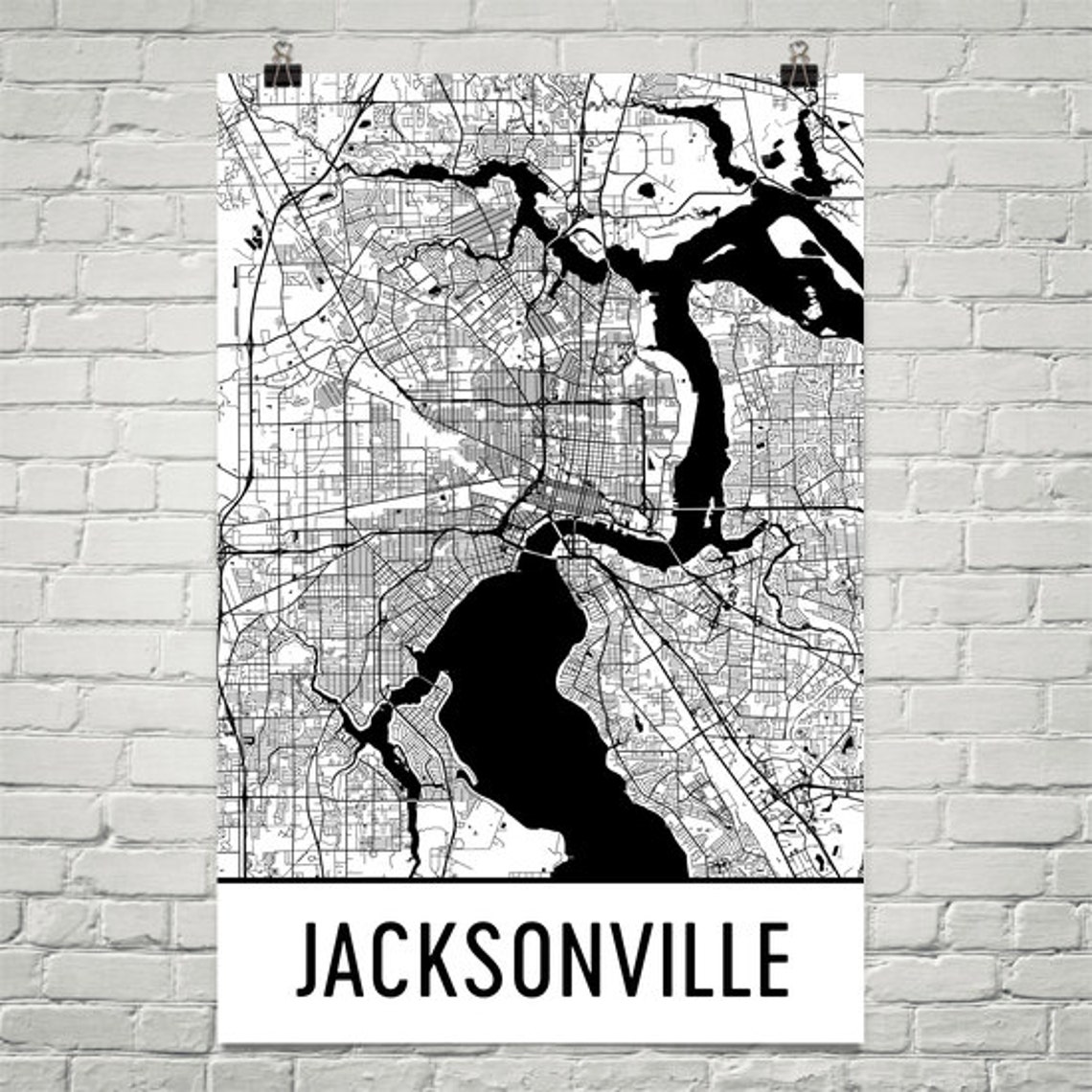 Jacksonville Map Jacksonville Art Jacksonville Print | Etsy