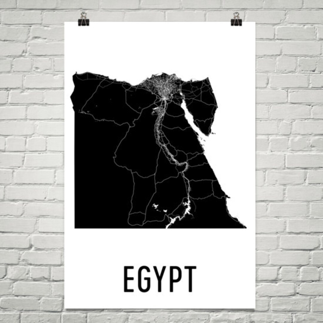 Egypt Map, Egyptian Art, Egyptian Gifts, Egyptian Wall Art, Map of ...