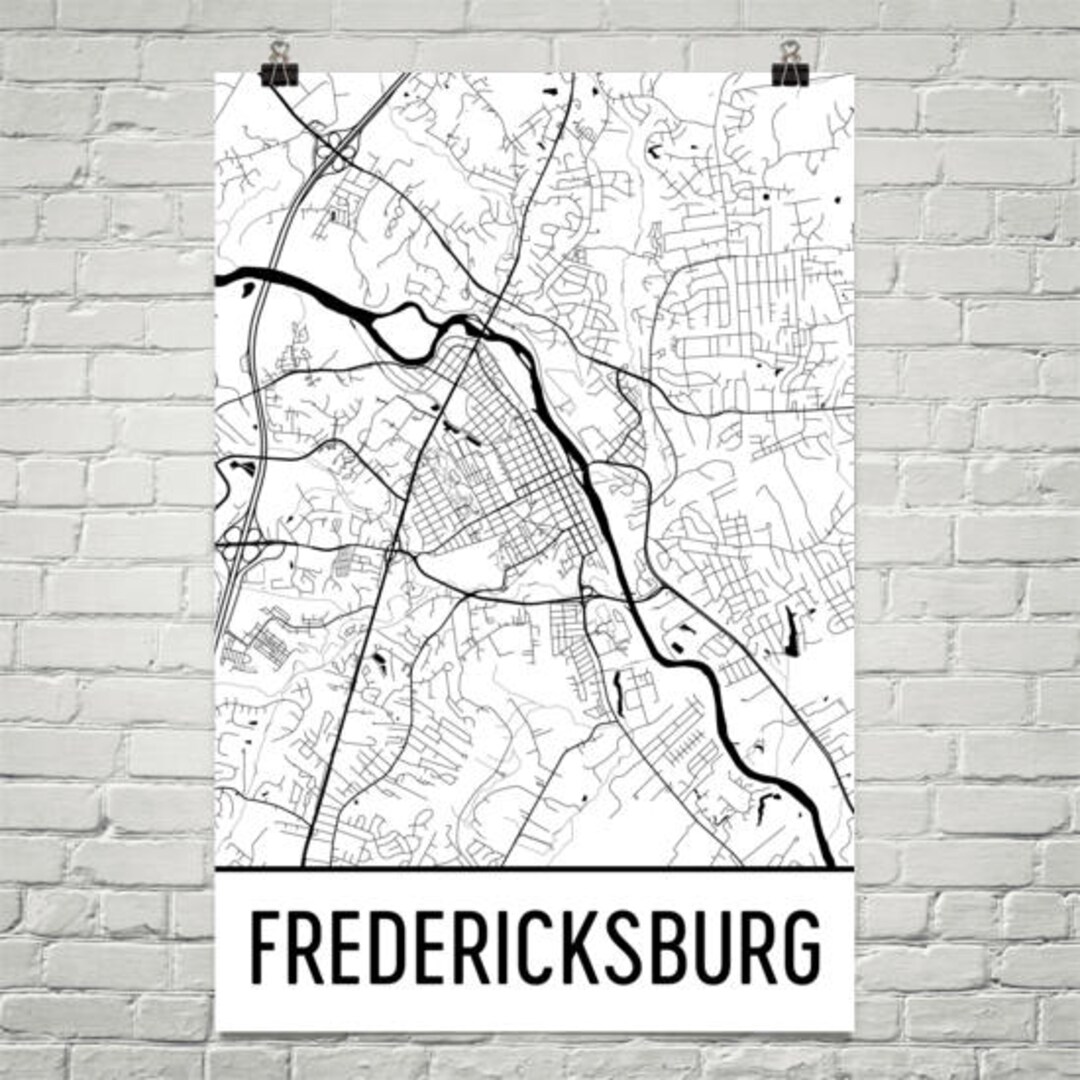 Fredericksburg VA Map Art Print: Modern City Street Poster - Etsy