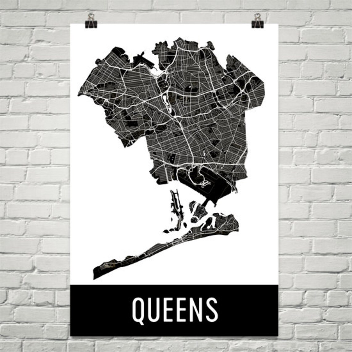 Queens Map Queens Art Queens Print Queens NY Poster Queens | Etsy