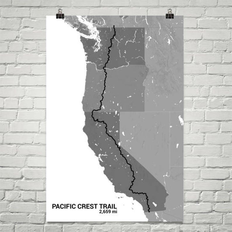Pacific Crest Trail Map Pacific Crest Trail Art Print - Etsy