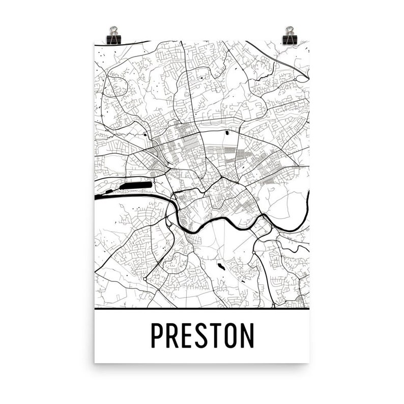 Preston Map Preston Art Preston Print Preston UK Poster | Etsy