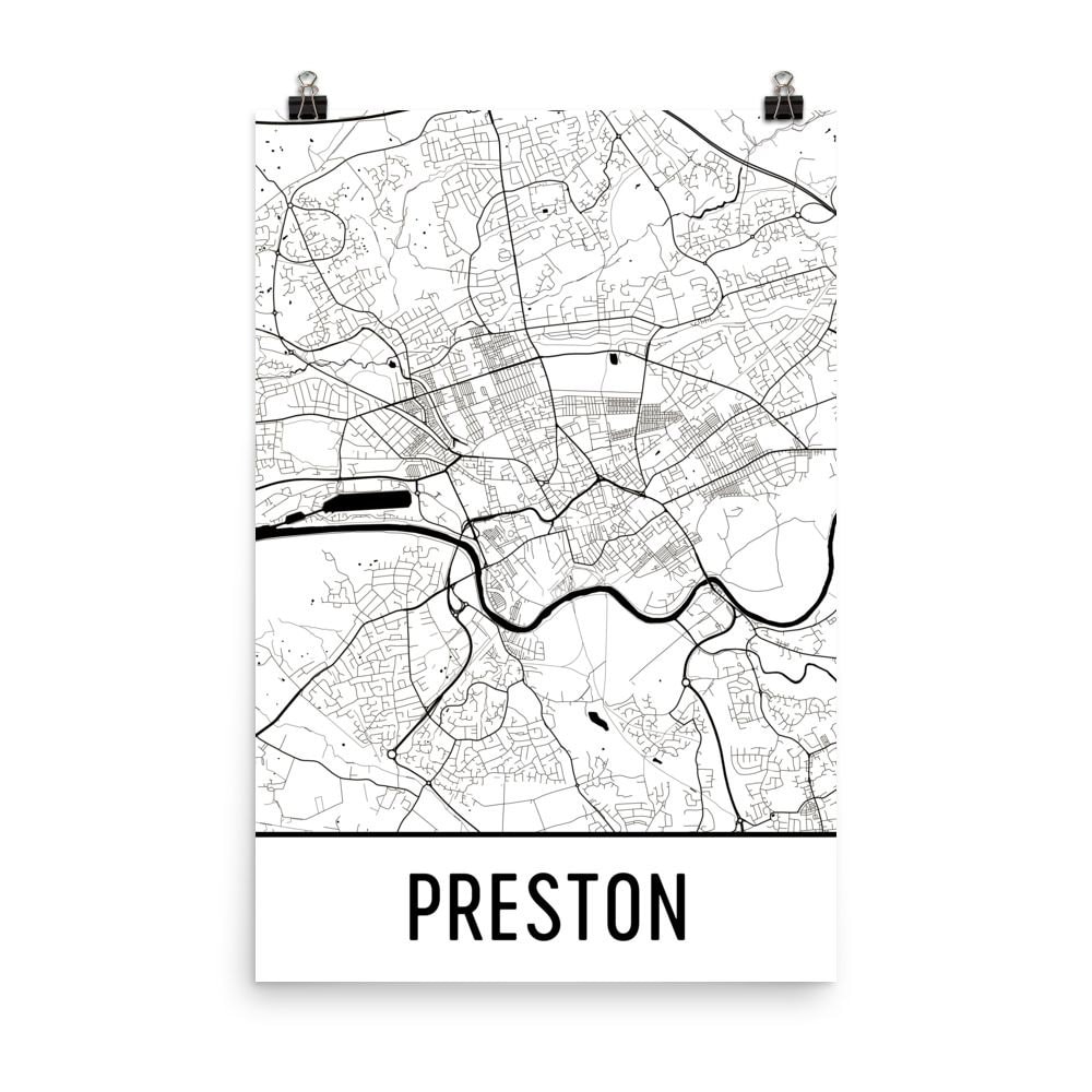 Preston Map Preston Art Preston Print Preston UK Poster - Etsy UK