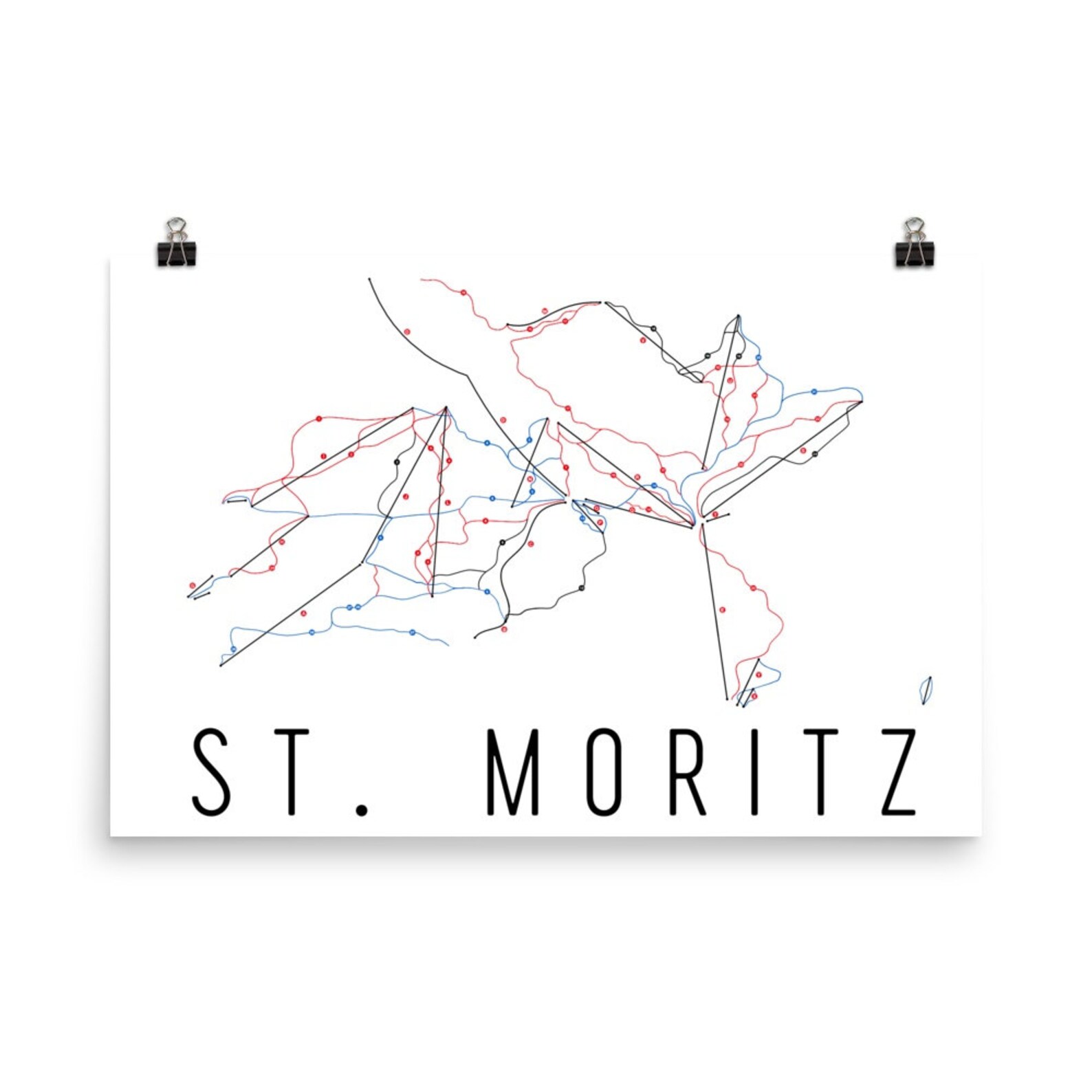 St. Moritz Ski Map Art St. Moritz Switzerland Swiss St. - Etsy