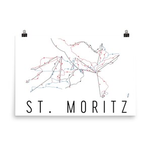 St. Moritz Ski Map Art, St. Moritz, Switzerland, Swiss, St. Moritz ...