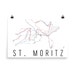 St. Moritz Ski Map Art, St. Moritz, Switzerland, Swiss, St. Moritz ...