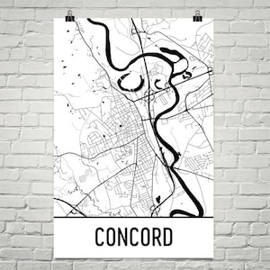 Concord Map, Concord Art, Concord Print, Concord NH Poster, Concord ...