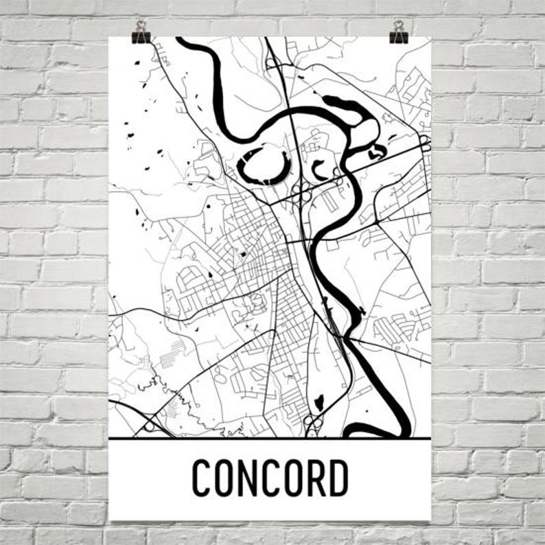 Concord Map Concord Art Concord Print Concord NH Poster | Etsy