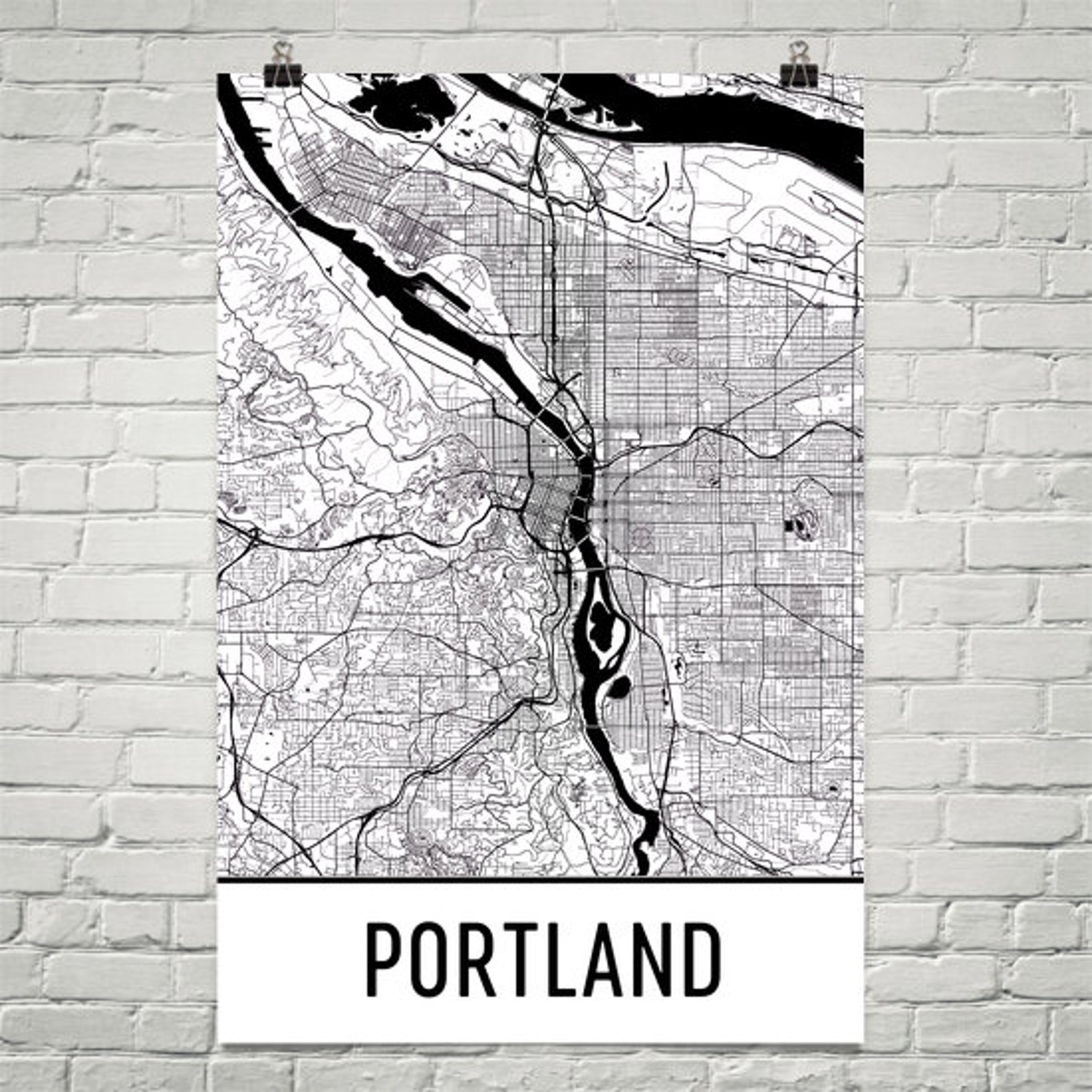Portland Map Portland Art Portland OR Portland Oregon - Etsy
