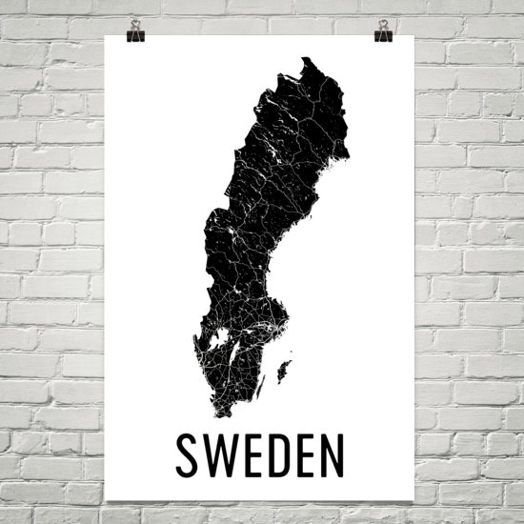 Sweden Map, Map of Sweden, Swedish Art, Swedish Print, Swedish Wall Art ...