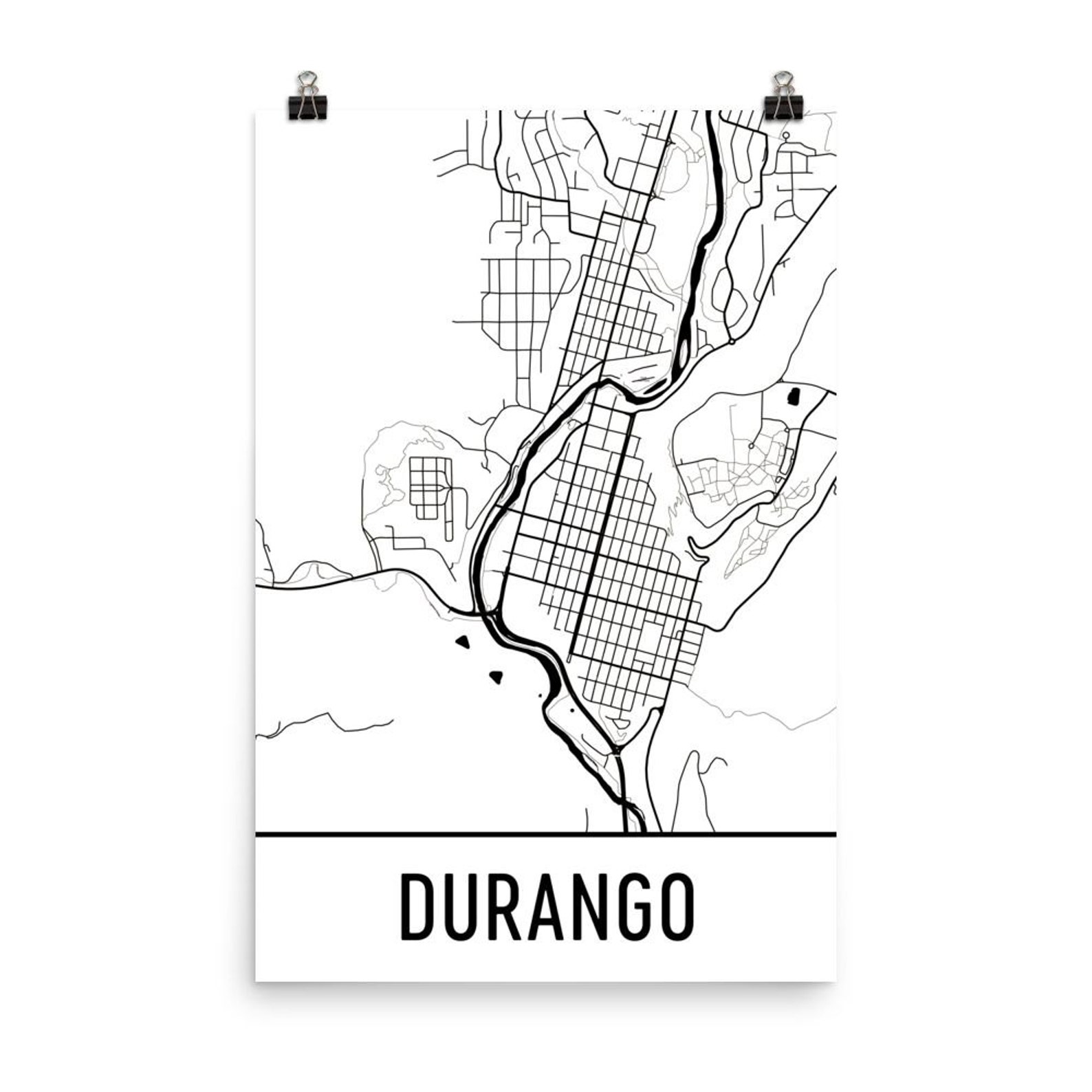Durango Map Durango Art Durango Print Durango CO Poster - Etsy