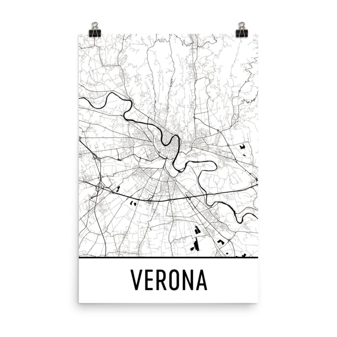 Verona Map Verona Art Verona Print Verona Italy Poster | Etsy
