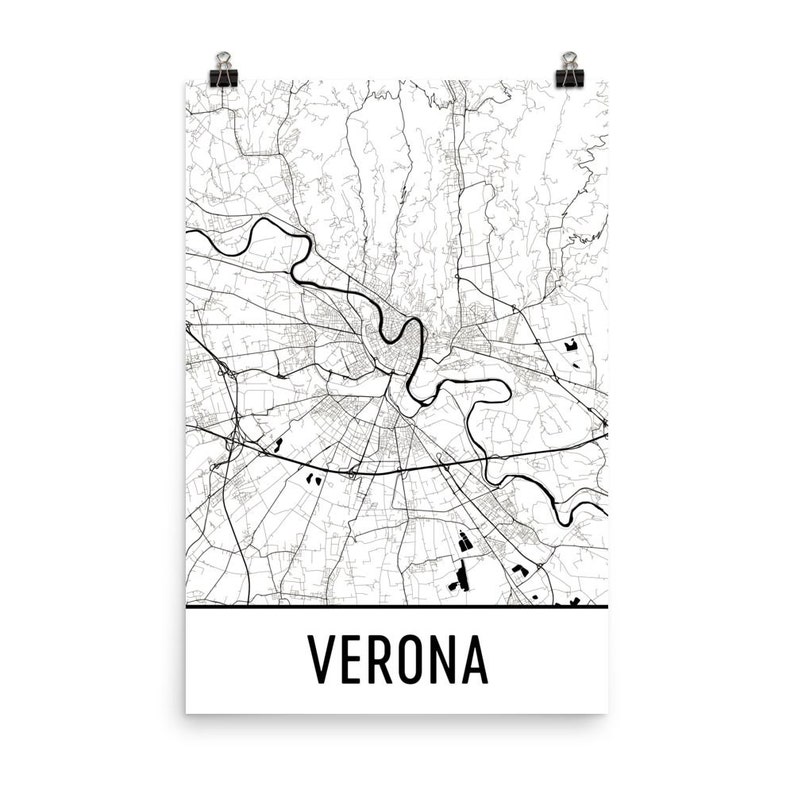 Verona Map Verona Art Verona Print Verona Italy Poster - Etsy