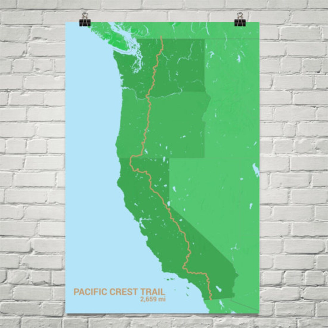 Pacific Crest Trail Map Pacific Crest Trail Art Print - Etsy