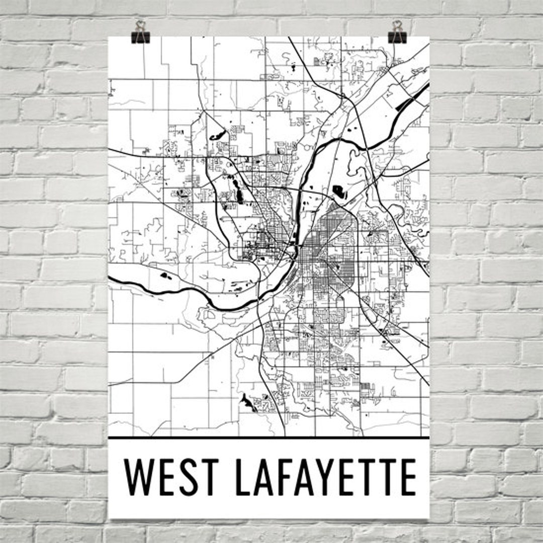 West Lafayette IN Map Art Print: Modern City Street Poster - Etsy