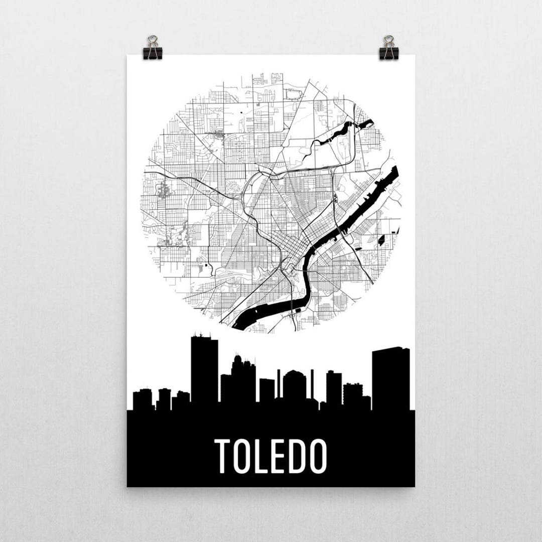 Toledo Skyline, Toledo Map, Toledo Skyline Art, Toledo Canvas Art ...