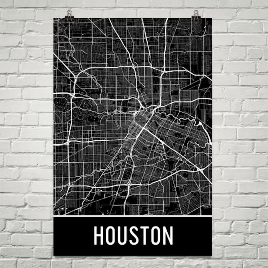 Houston Map Houston Art Houston Print Houston TX Poster - Etsy