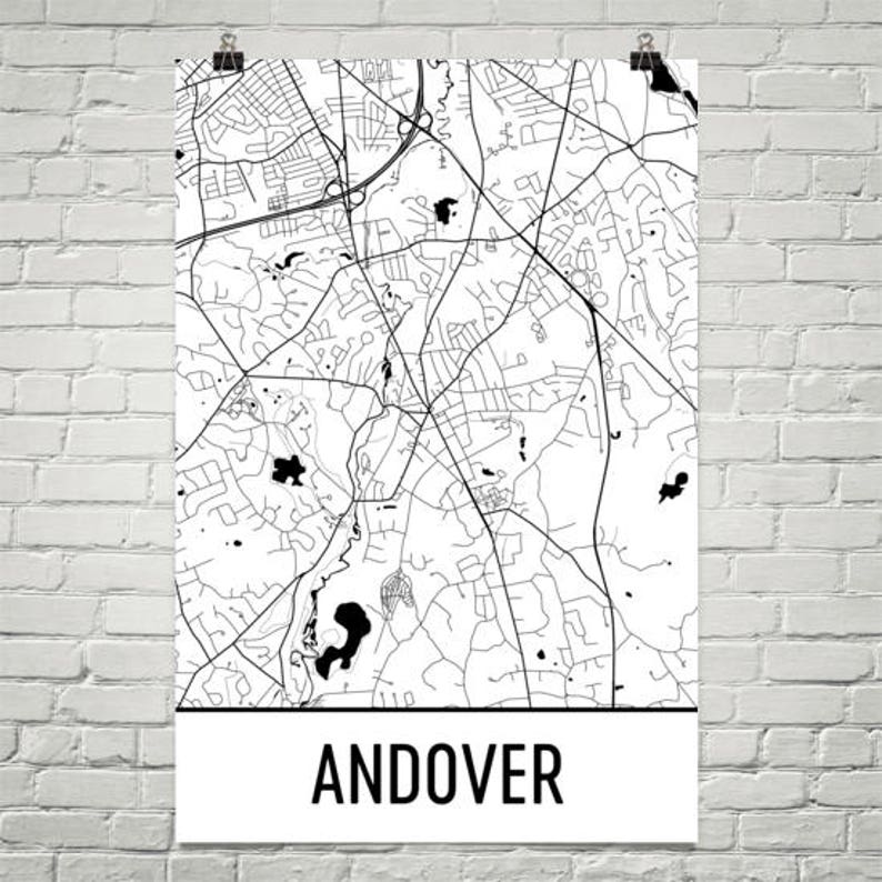 Andover Map Andover Art Andover Print Andover MA Poster | Etsy
