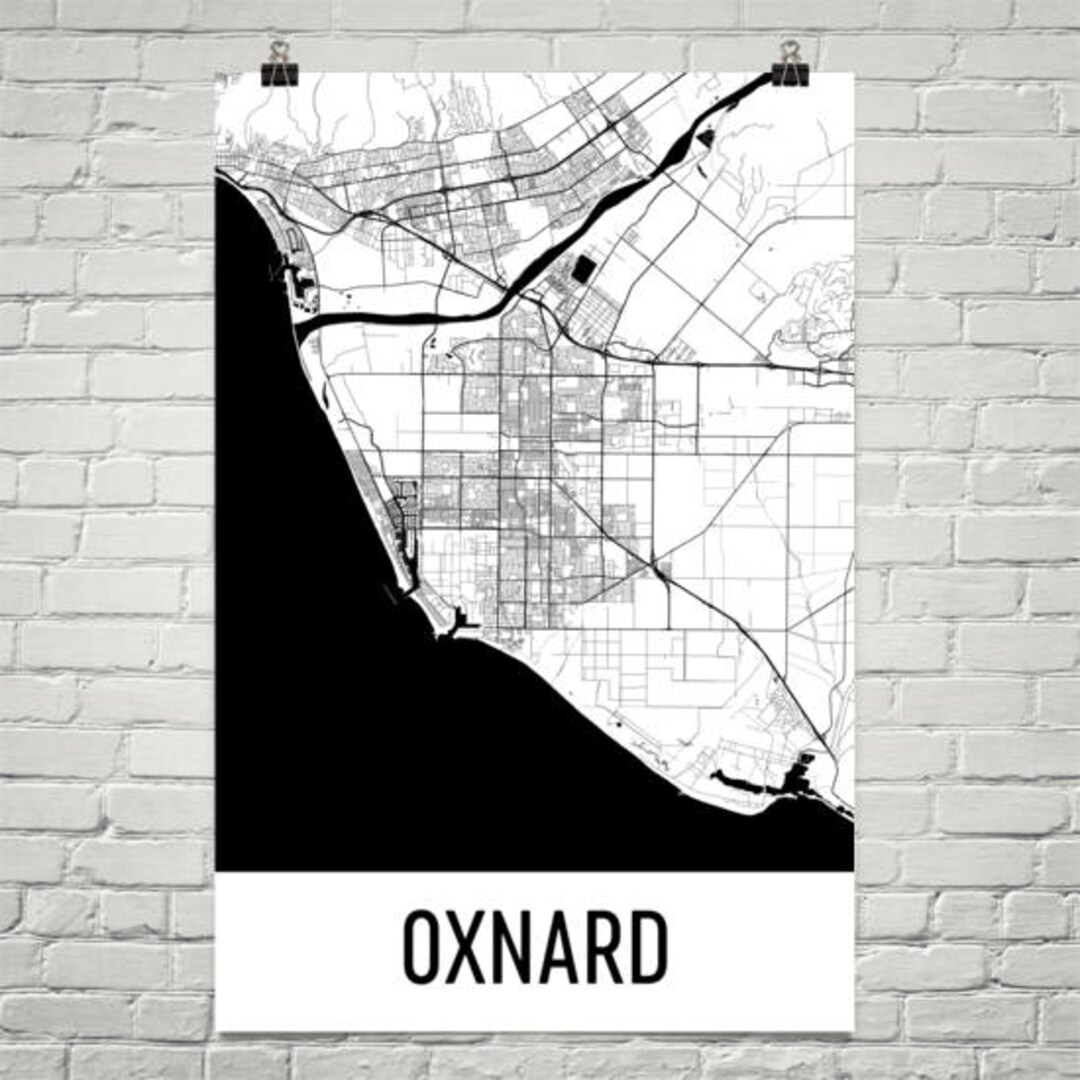 Oxnard Map, Oxnard Art, Oxnard Print, Oxnard CA Poster, Oxnard Wall Art ...