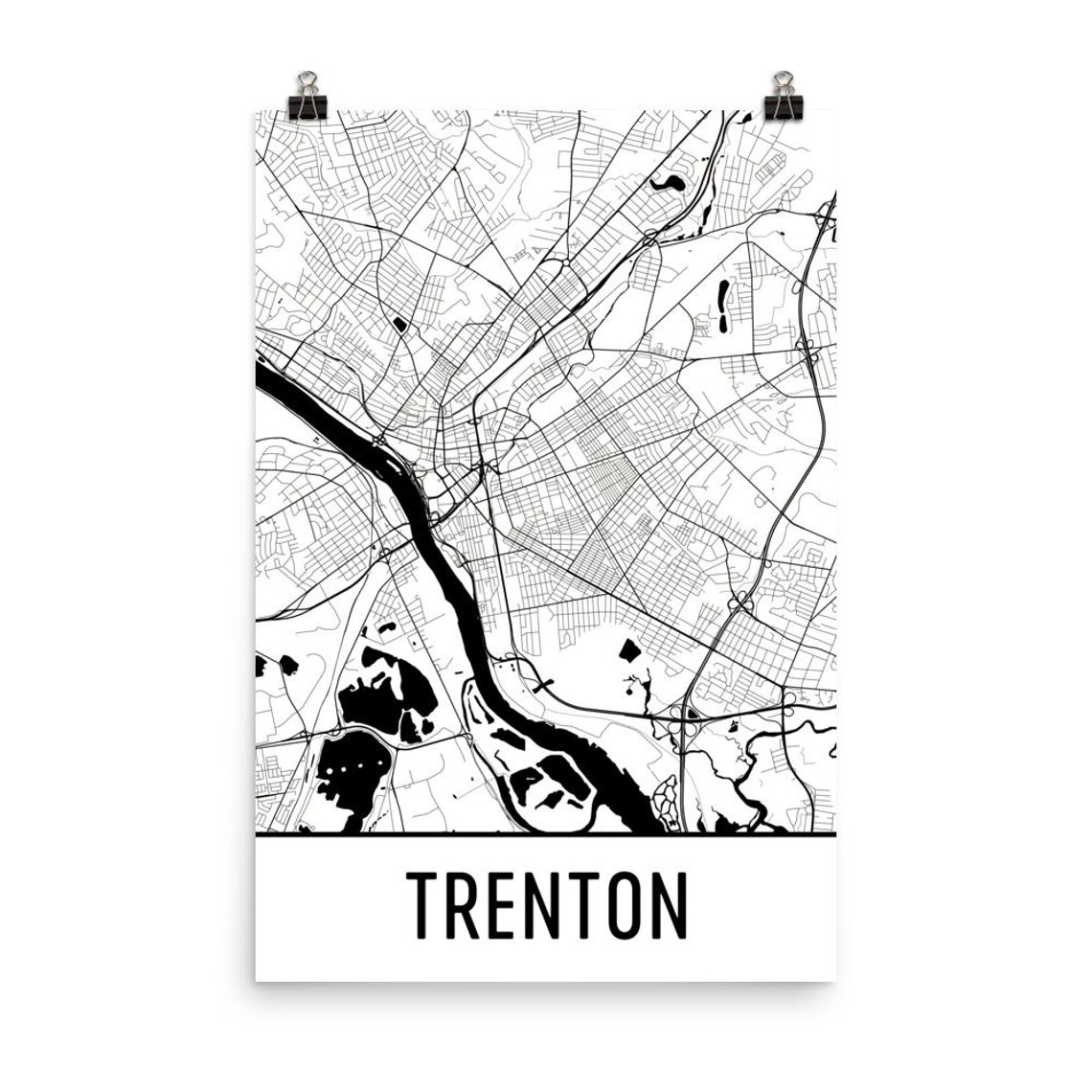 Trenton Map Trenton Art Trenton Print Trenton NJ Poster - Etsy