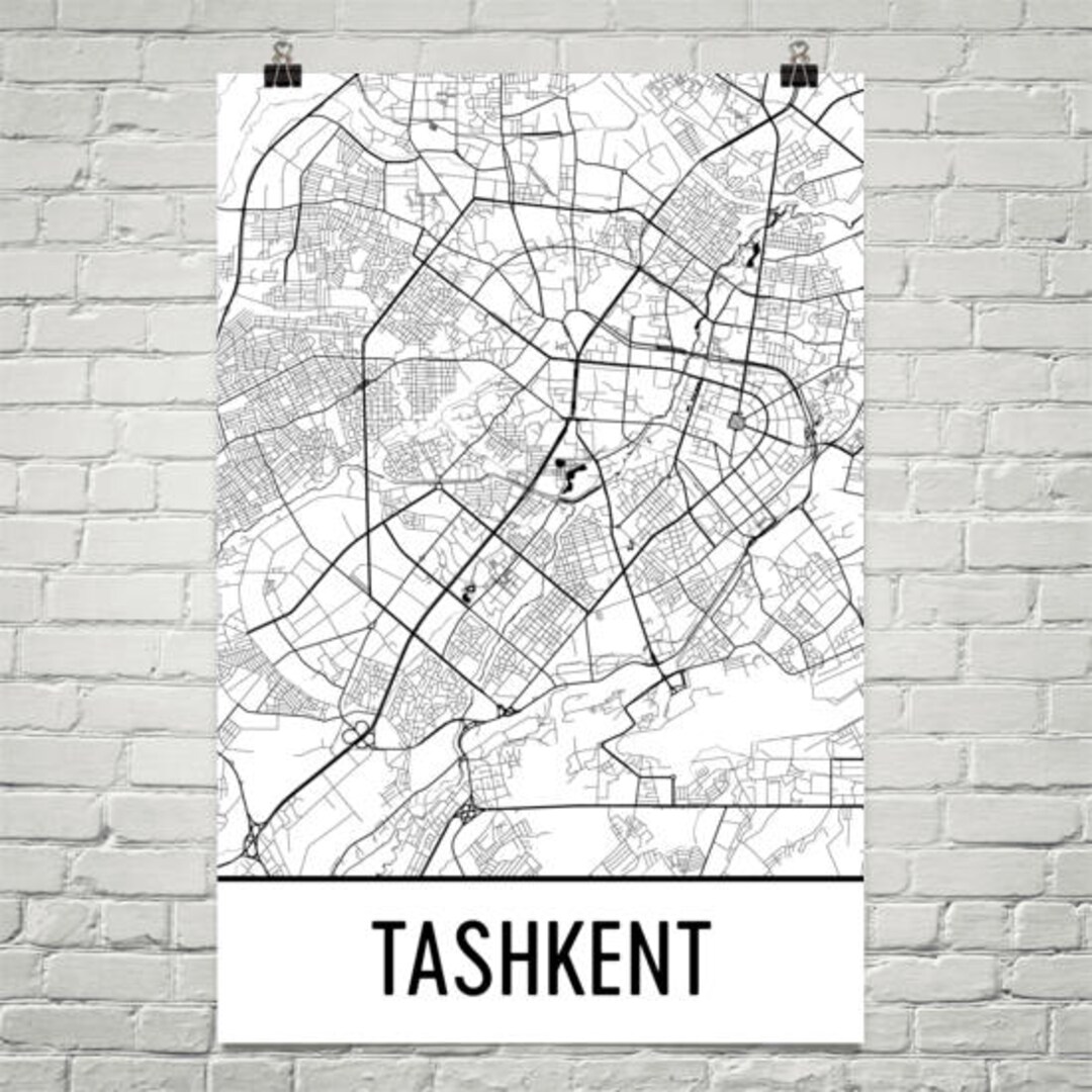 Tashkent City Map Art Print: Uzbekistan Wall Decor - Etsy