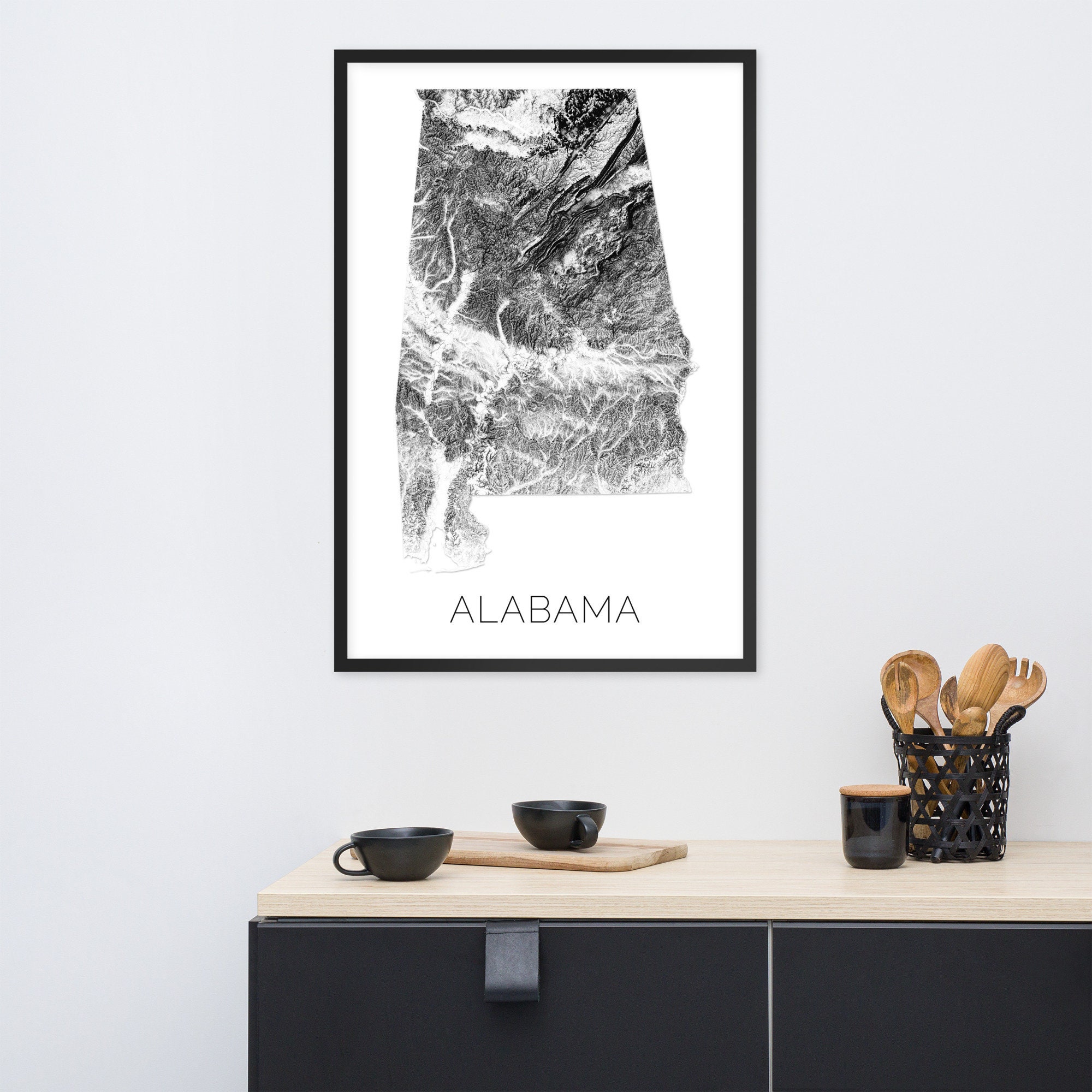Alabama Topographic Map Map of Alabama AL Map Alabama | Etsy