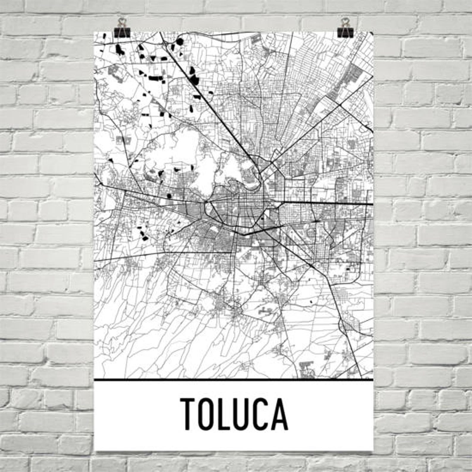 Toluca Mexican Map Toluca Art Toluca Print Toluca Mexico - Etsy