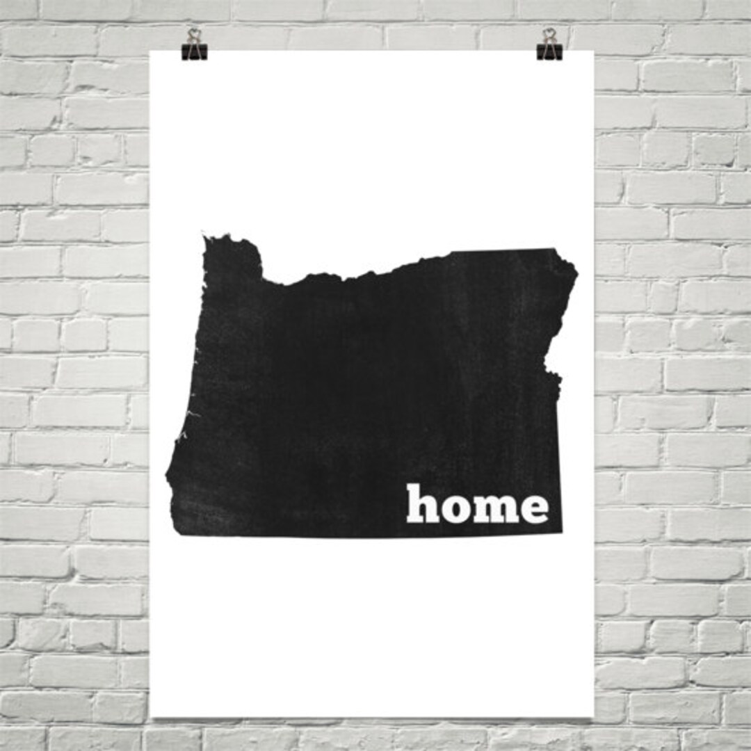 Oregon Home Map Art Print: Modern State Wall Decor - Etsy