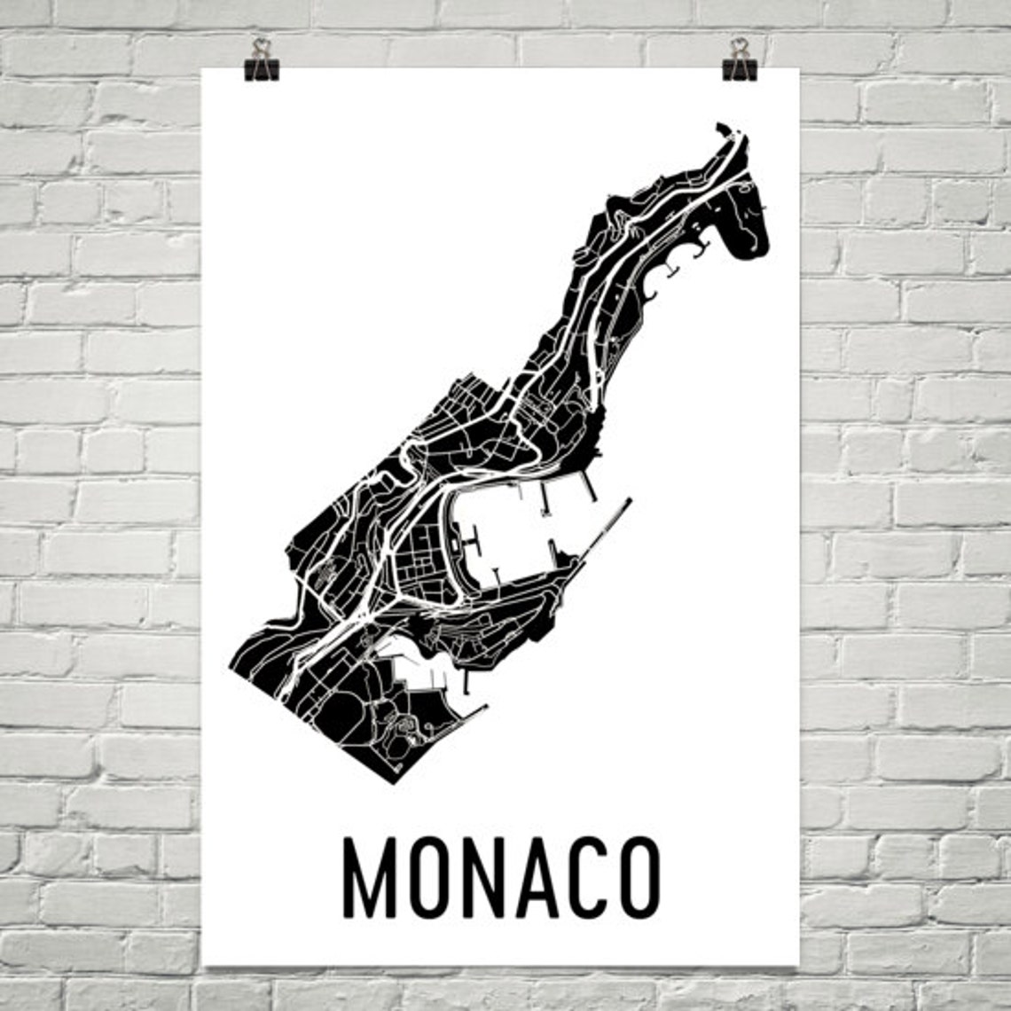 Monaco Map Map of Monaco Monaco Art Monaco Decor Monaco - Etsy