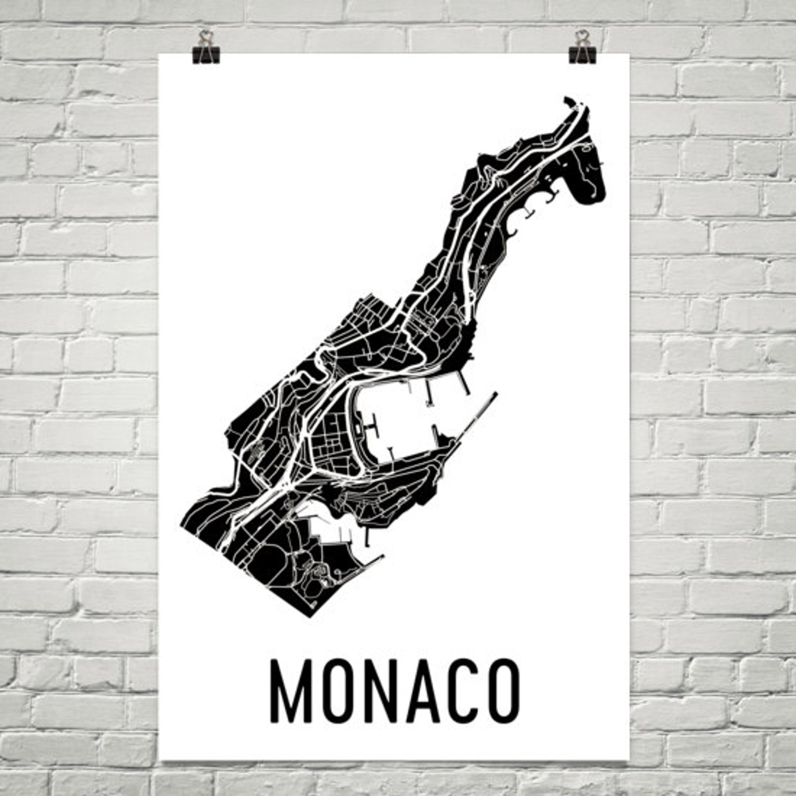 Monaco Map Map of Monaco Monaco Art Monaco Decor Monaco - Etsy
