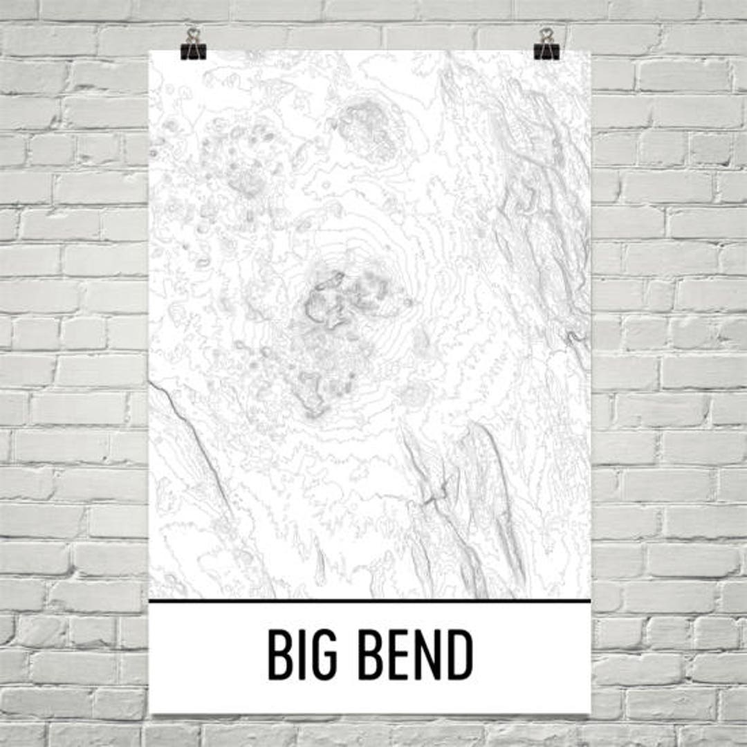 Big Bend National Park Print, Big Bend Texas Poster, Texas Topographic ...