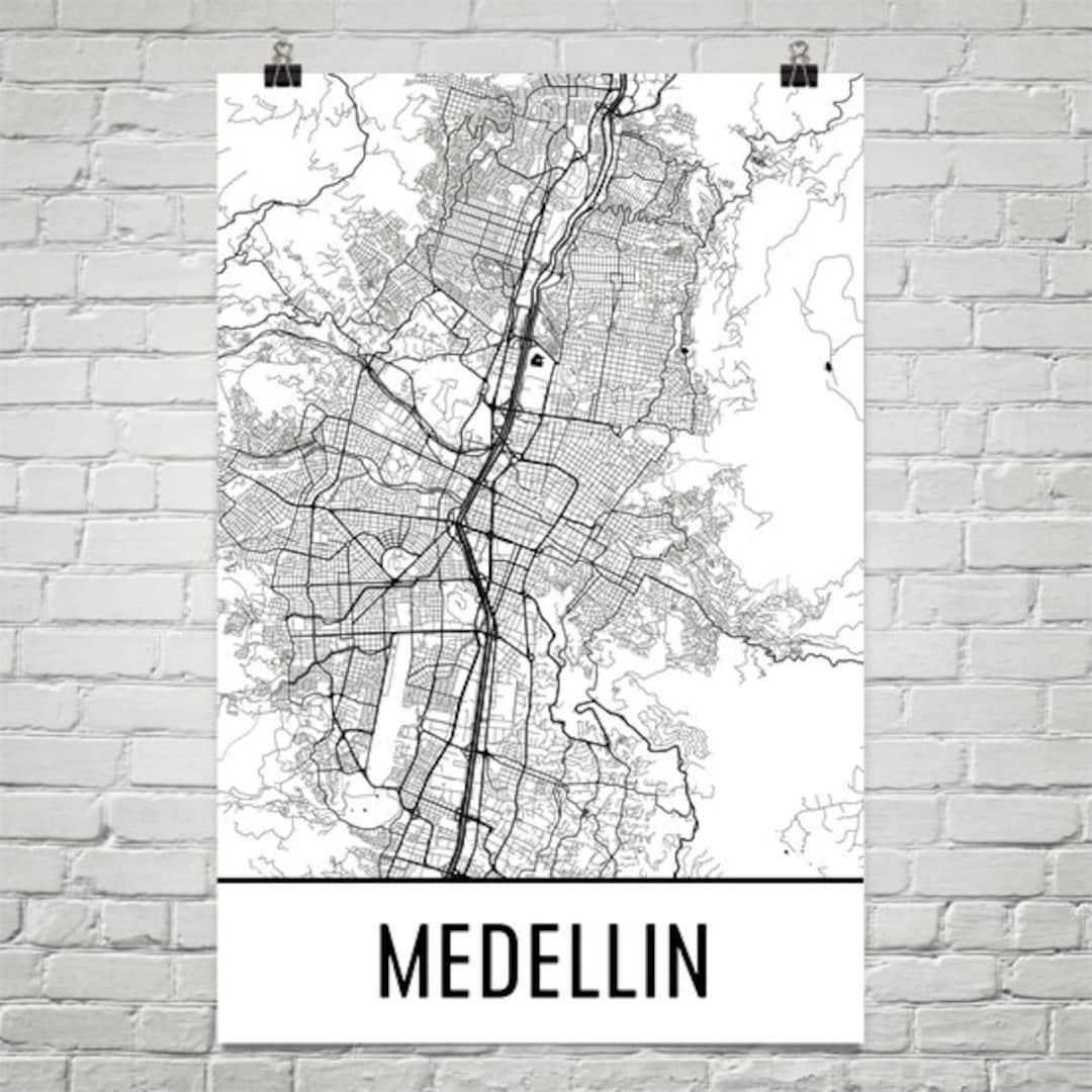 Medellin Map, Medellin Art, Medellin Print, Medellin Colombia Art ...
