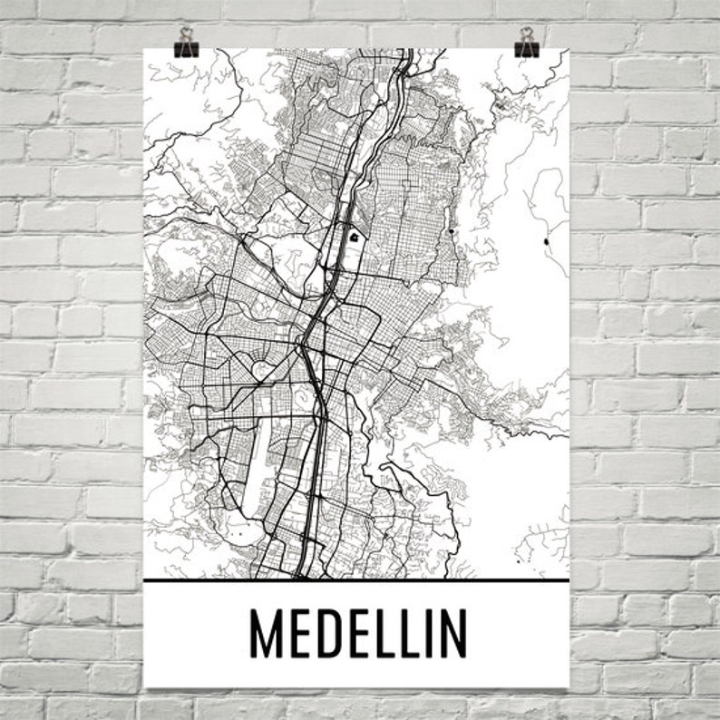 Medellin Map Medellin Art Medellin Print Medellin Colombia - Etsy