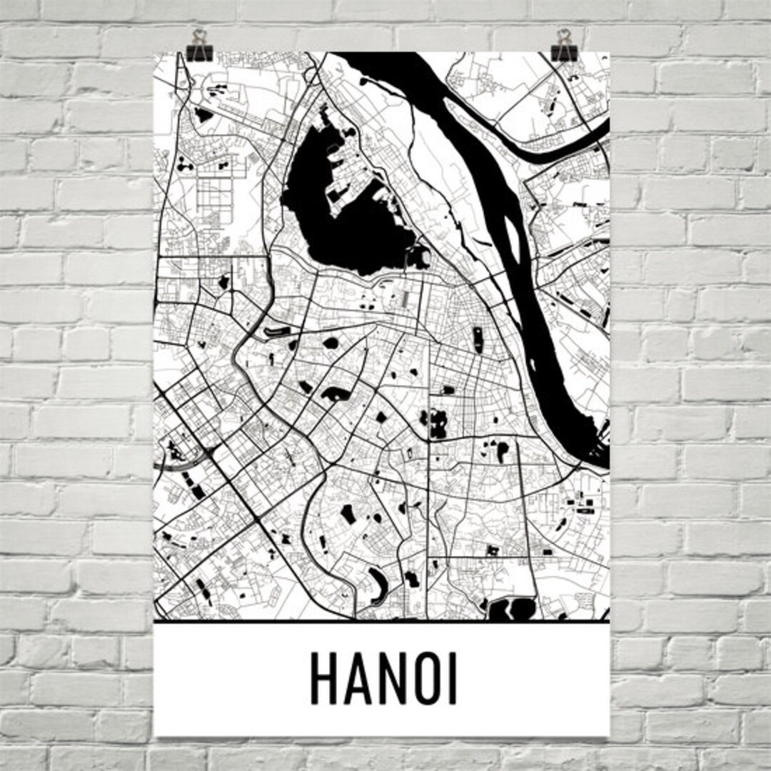 Hanoi Map, Hanoi Art, Hanoi Print, Hanoi Vietnam Poster, Hanoi Wall Art ...