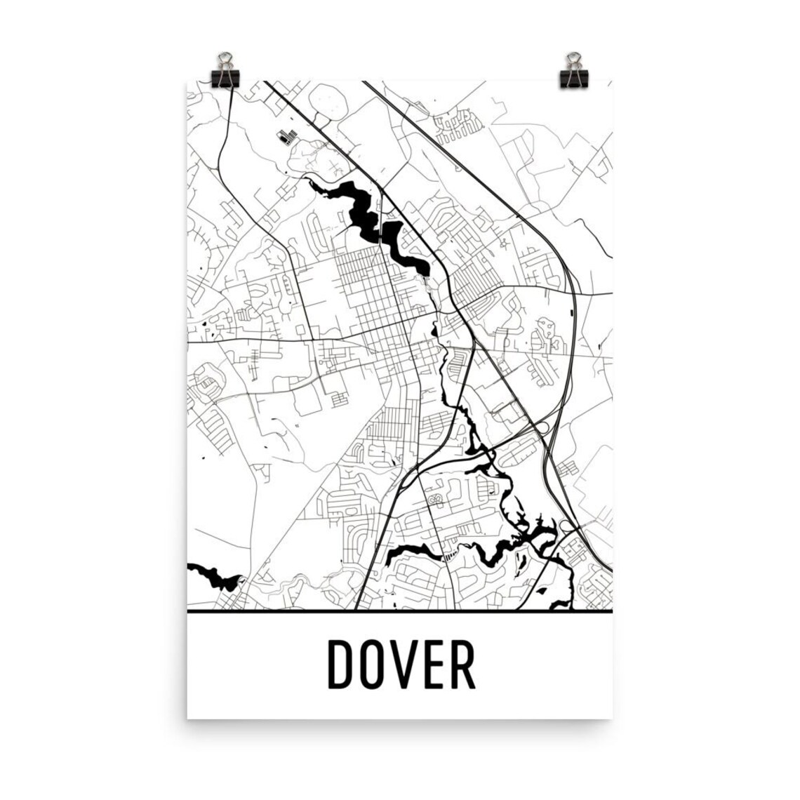 Dover Map Dover Art Dover Print Dover DE Poster Dover Wall - Etsy