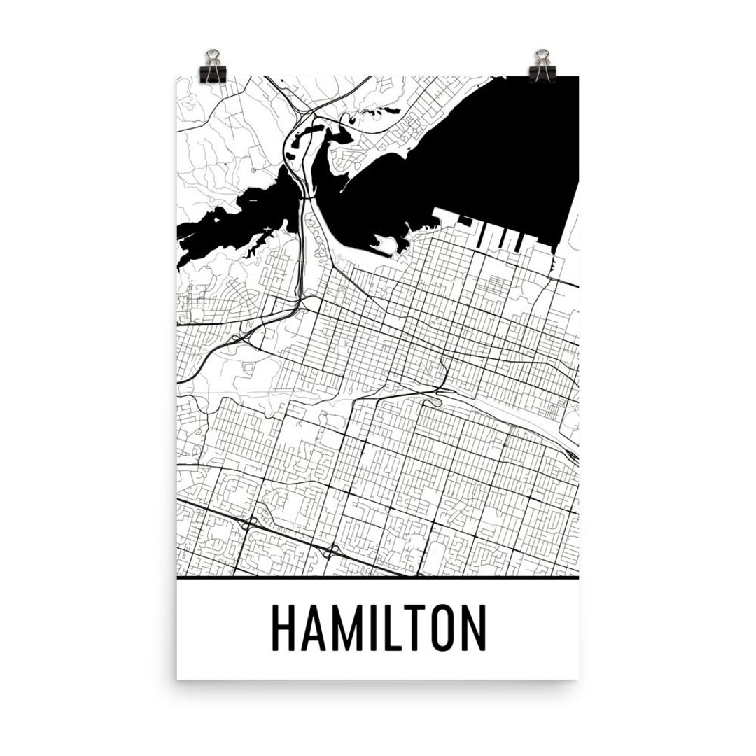 Hamilton Map, Hamilton Art, Hamilton Print, Hamilton ON Poster ...