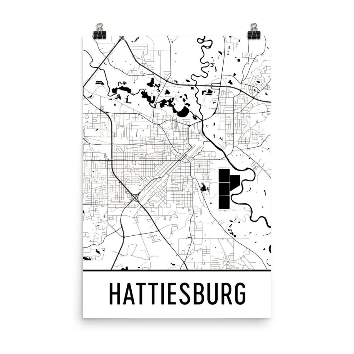Hattiesburg Map Hattiesburg Art Hattiesburg Print - Etsy