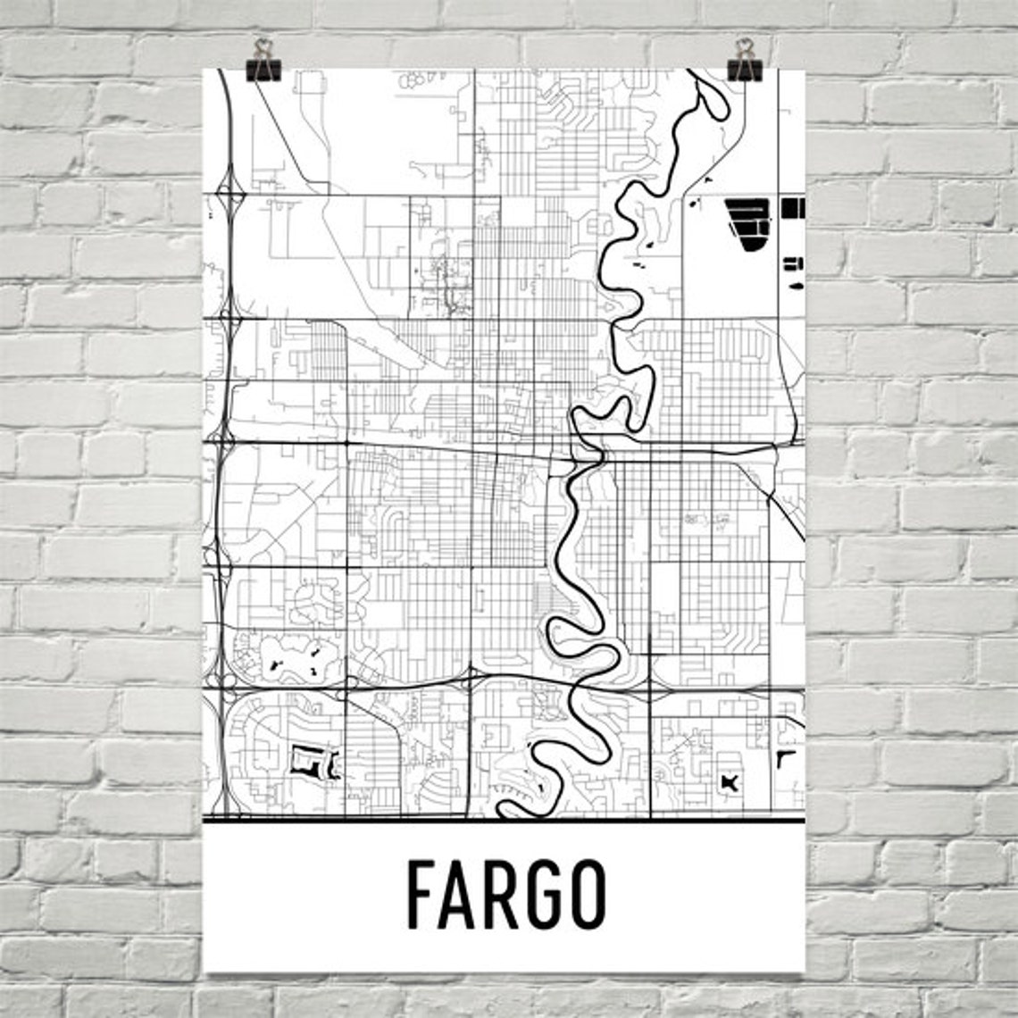 Fargo Map Fargo Art Fargo Print Fargo ND Poster Fargo Wall - Etsy