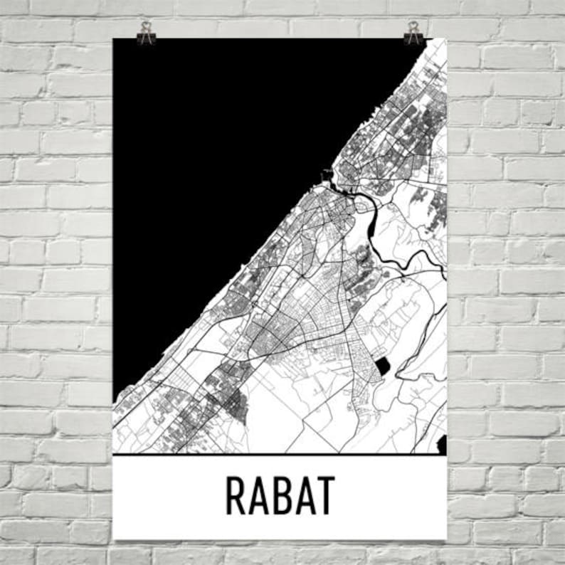 Rabat Map Rabat Art Rabat Print Rabat Poster Rabat Wall - Etsy