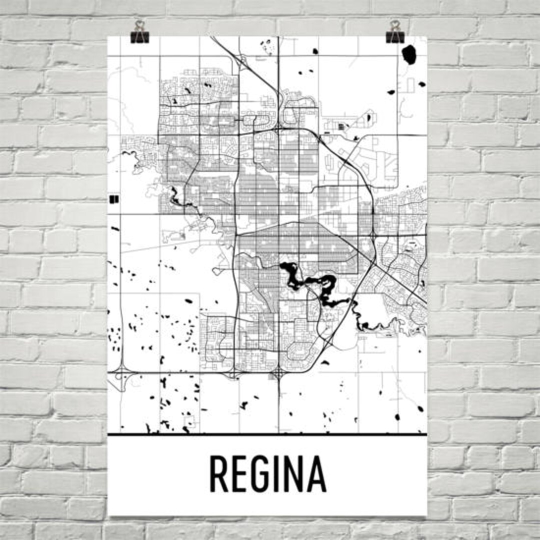 Regina Map, Regina Art, Regina Print, Regina Saskatchewan Poster ...