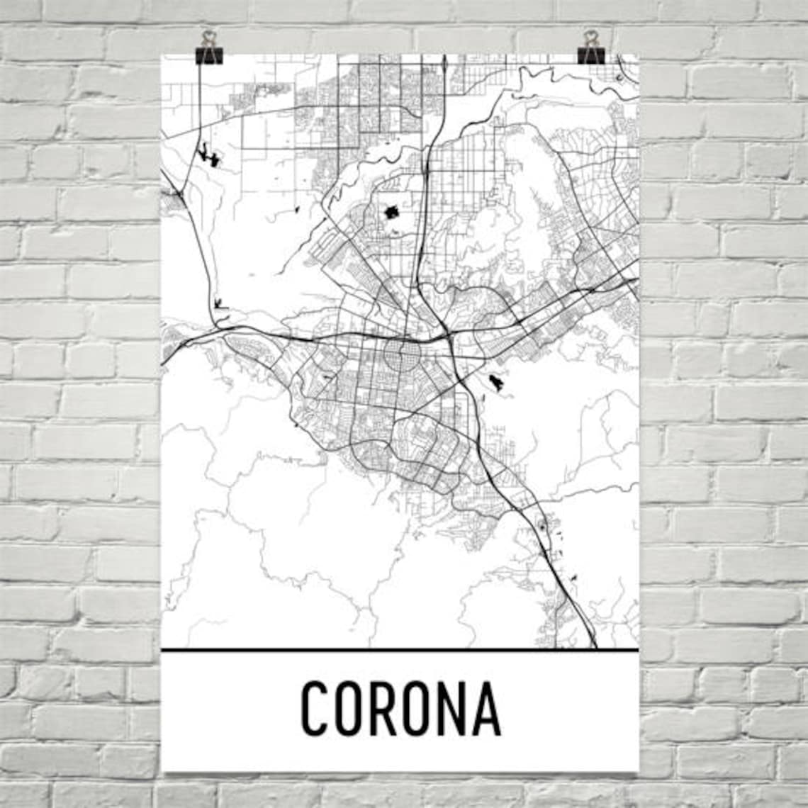Corona Map Corona Art Corona Print Corona CA Poster Corona | Etsy