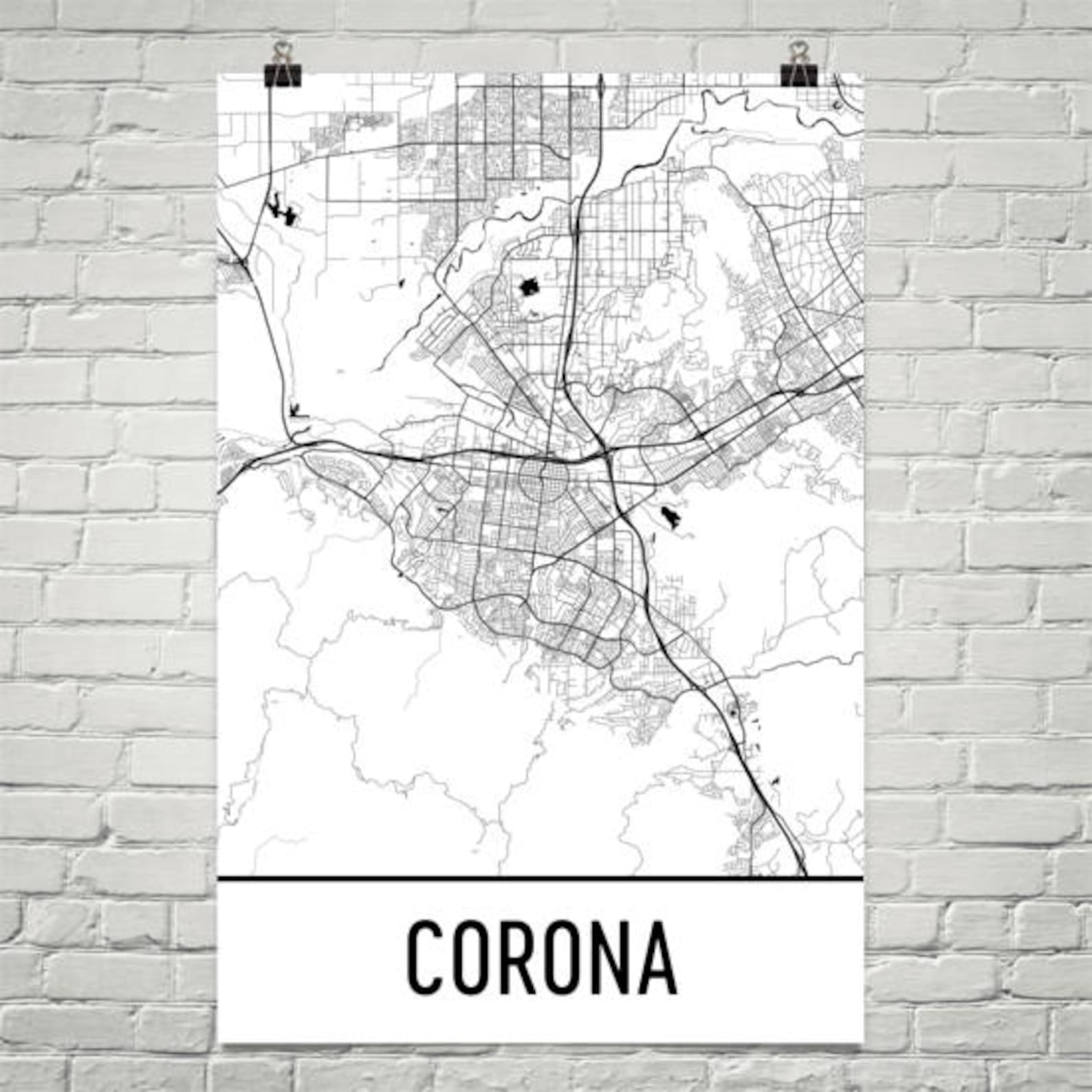 Corona Map Corona Art Corona Print Corona CA Poster Corona - Etsy
