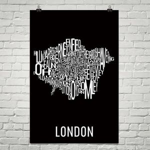 London Typography Neighborhood Map Art City Print, London Wall Art ...