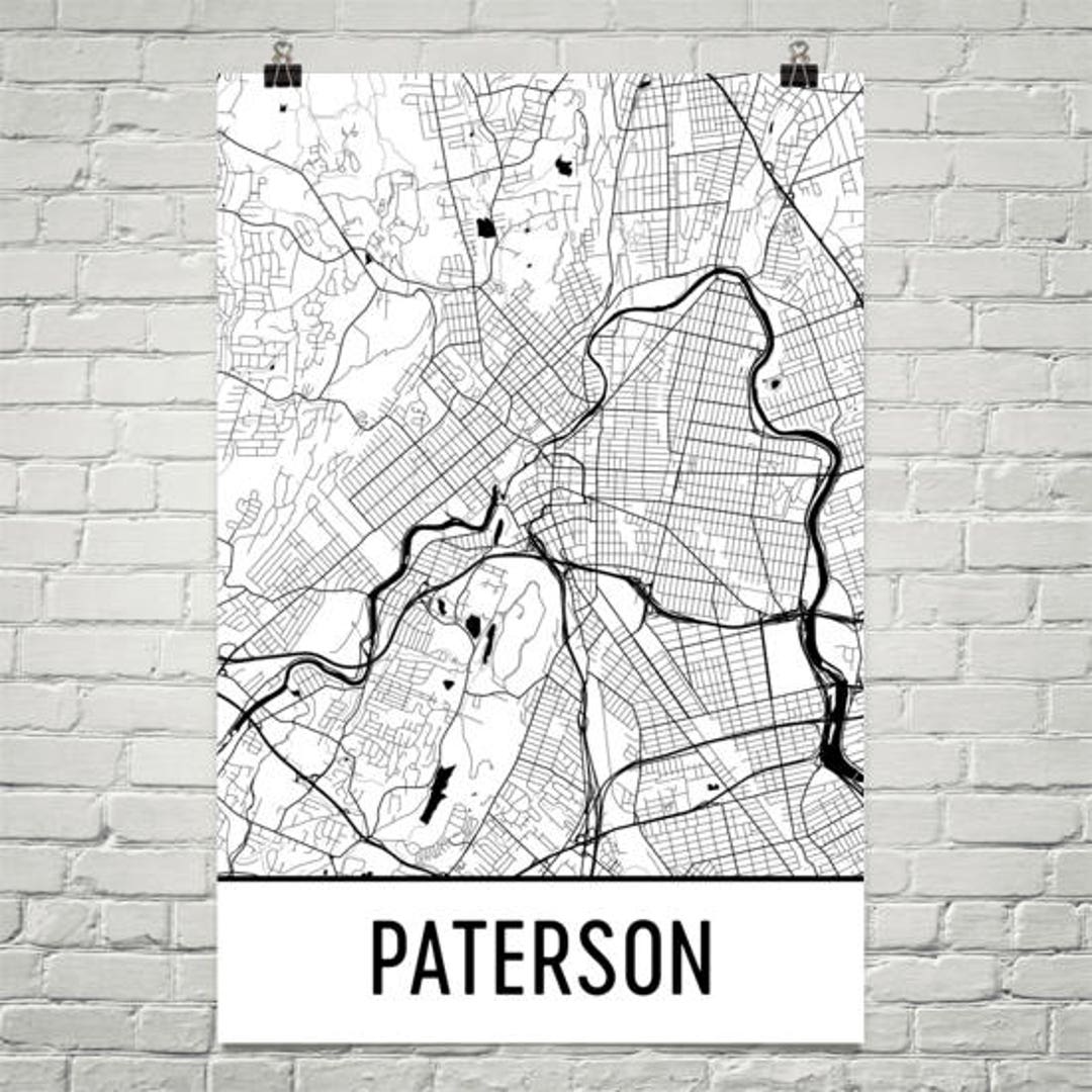 Paterson Map, Paterson Art, Paterson Print, Paterson NJ Poster ...
