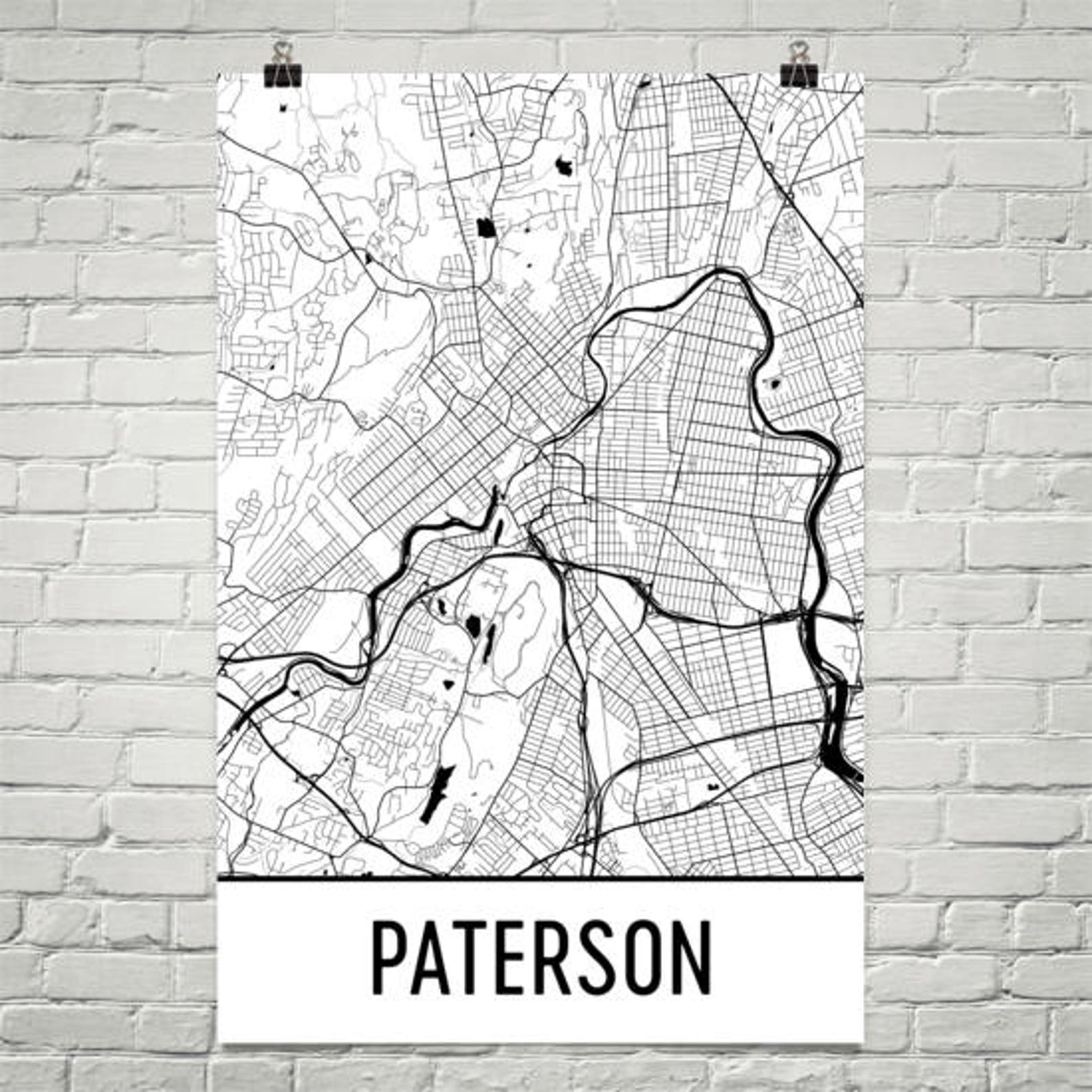 Paterson Map Paterson Art Paterson Print Paterson NJ - Etsy