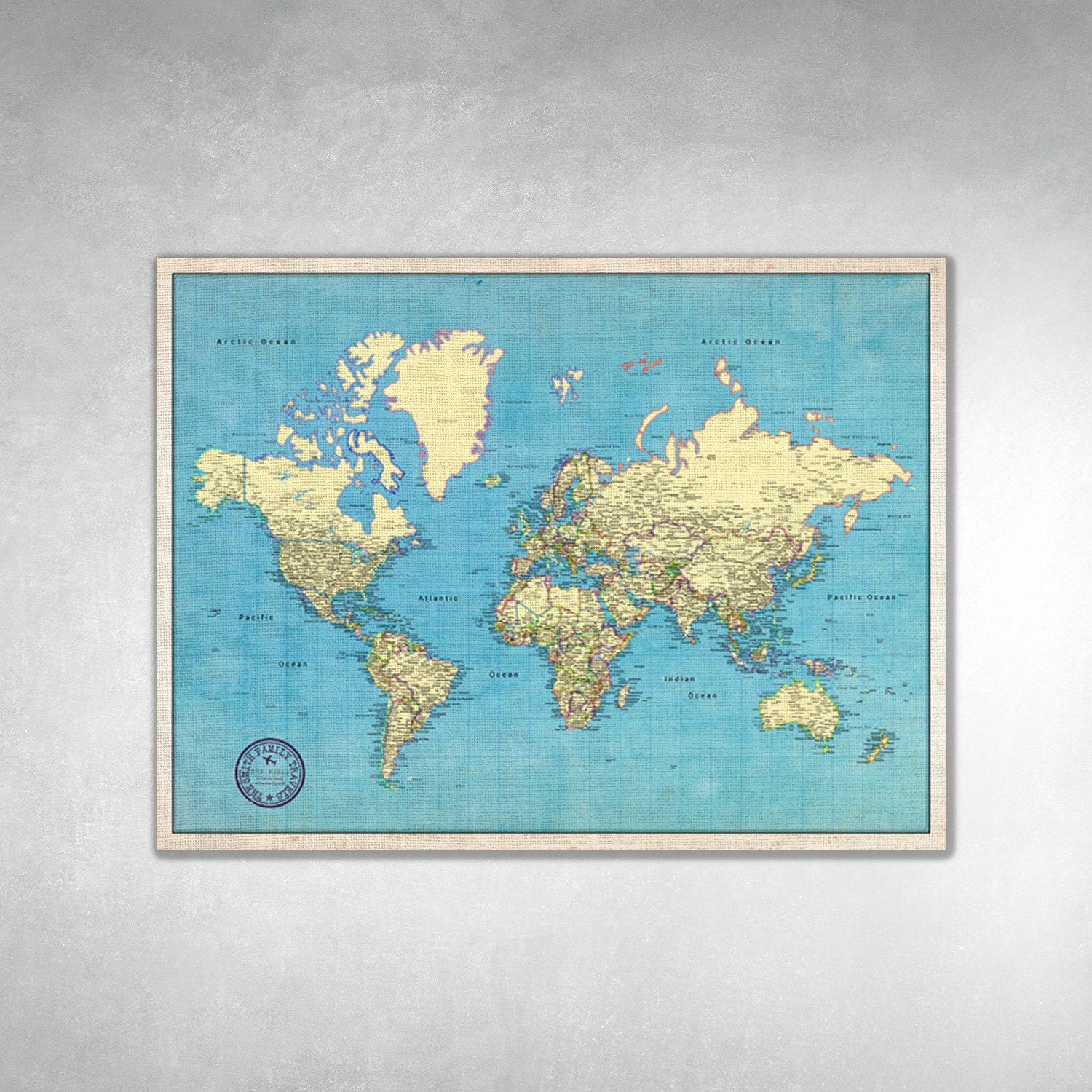 Vintage World Map Vintage Classic Map Old Map Push Pin Canvas Map World ...