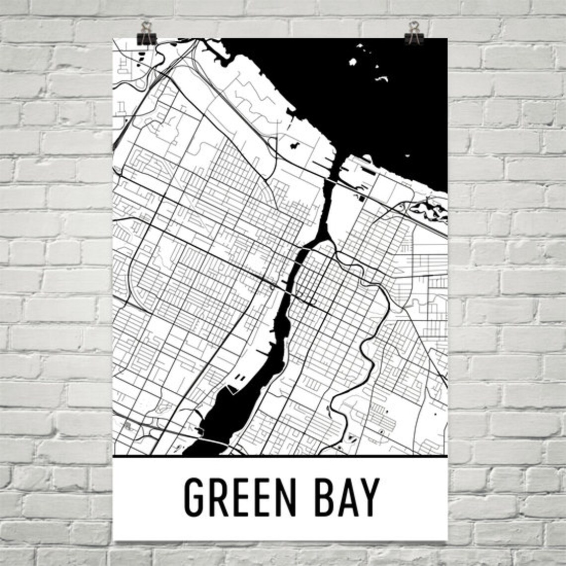 Green Bay Map Green Bay Art Green Bay Print Green Bay WI - Etsy
