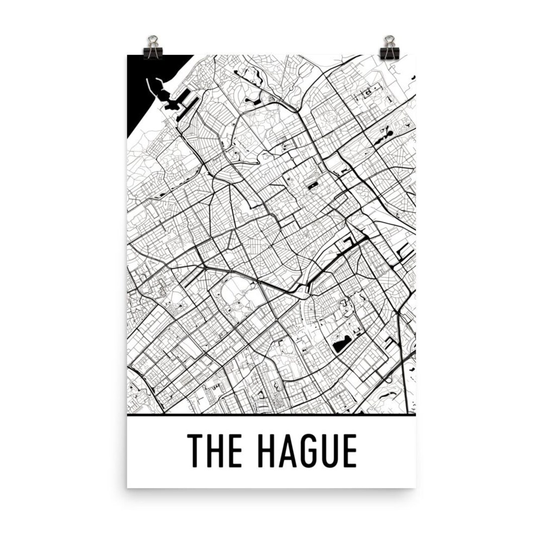 The Hague Map, Hague Art, Hague Print, the Hague Netherlands Poster ...